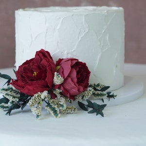Red Cake Topper Dried Flower Cake Topper-party Cake Topper-wedding Cake ...