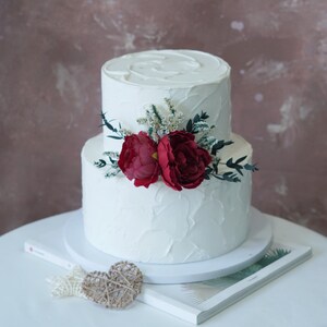 Red Cake Topper Dried Flower Cake Topper-party Cake Topper-wedding Cake ...