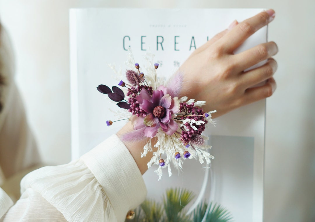 Purple Wrist Corsage/corsage/wedding Corsage/dried Flower Corsage/lady ...