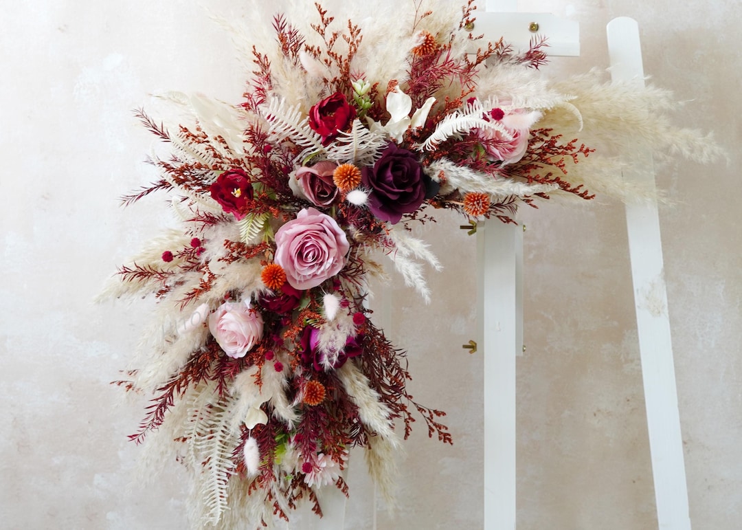 Pink and Rust Terracotta Corner Swag,rust Wedding Corner Swag,pampas ...