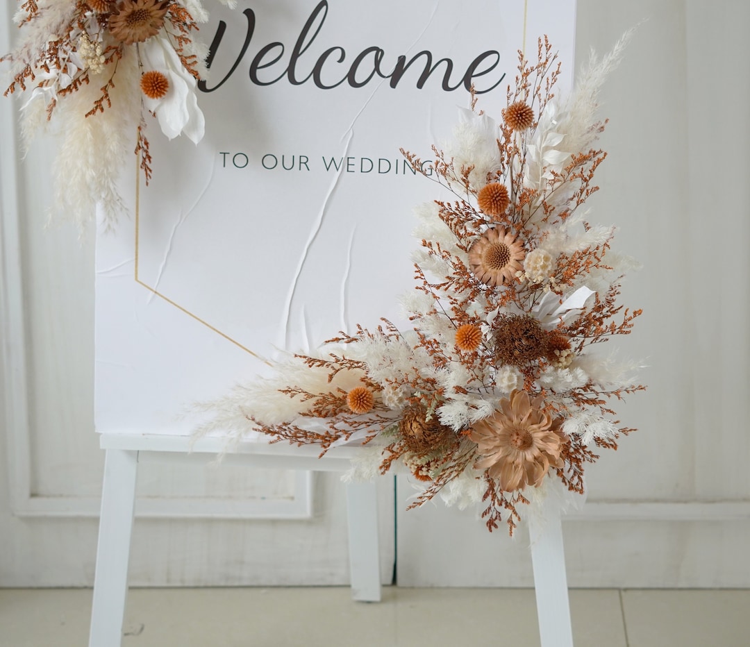 Wedding Arrangement,welcome Sign,wedding Sign Flower,pampas Grass ...