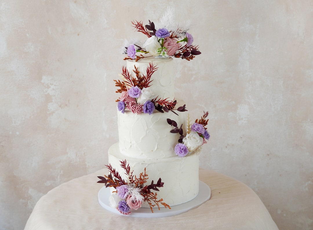 Purple Cake Topper,silk Flower Cake Topper,purple Wedding,wedding Cake ...