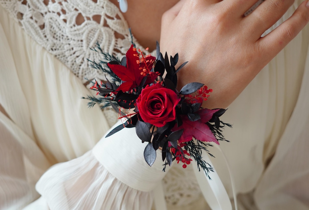 Black and Red Corsages/gothic Wedding Corsages/corsages/wedding ...