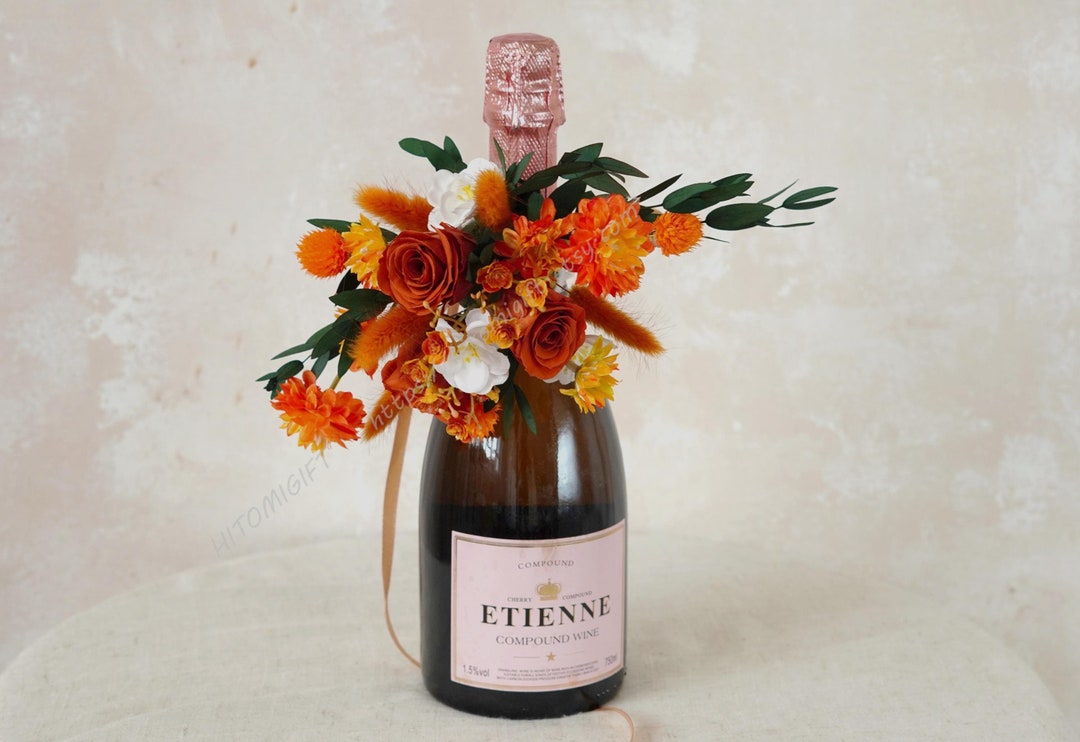 Orange Wine Bottle Flowers,wedding Wine Bottle Flowers,wine Bottle ...