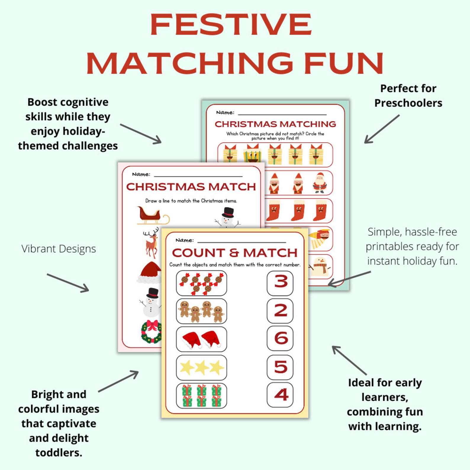 Christmas Matching Game Printables - Holiday Matching Game for Kids ...