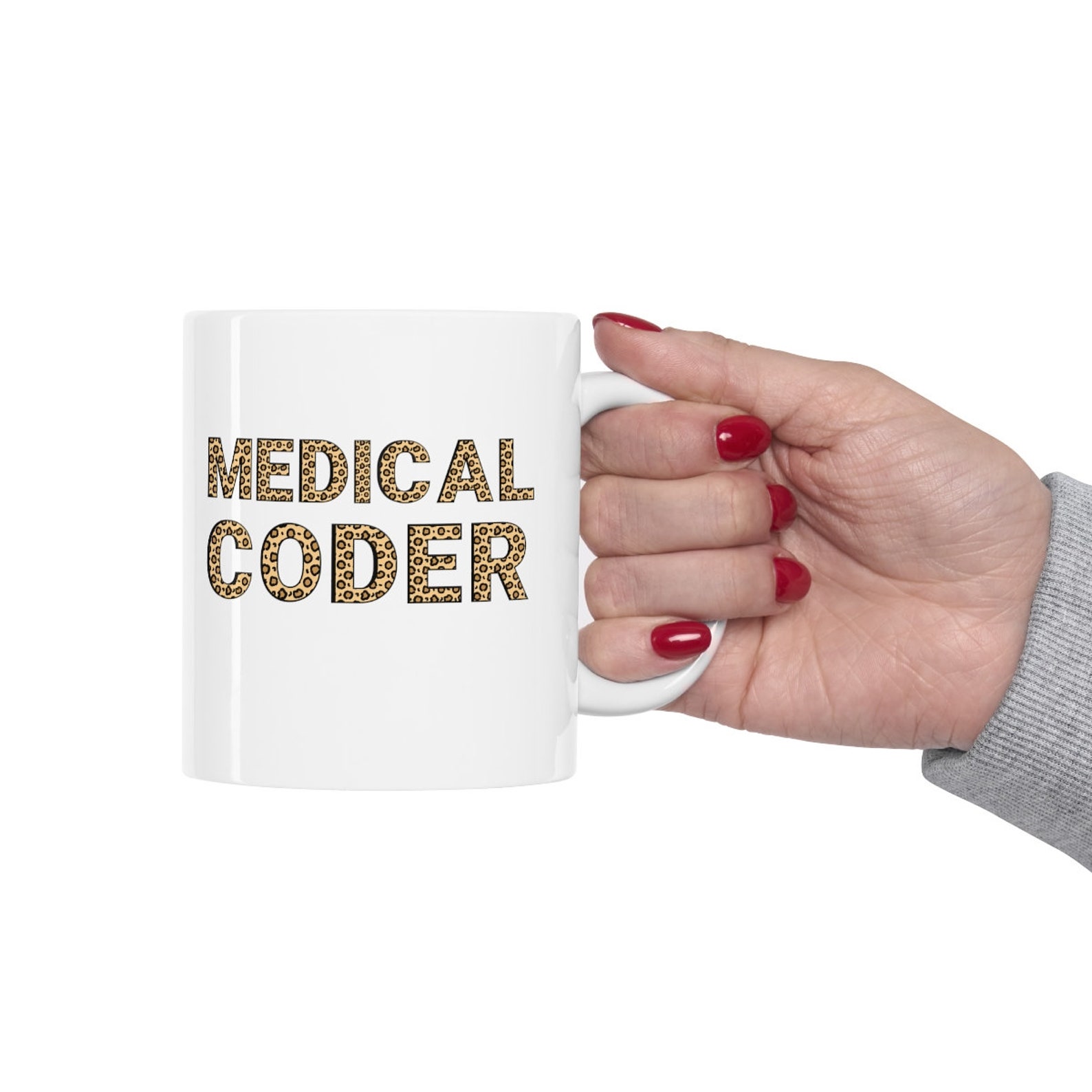 Medical Coder Coffee Cup Mug, Cheetah Print Mug, Leopard Print Coffee ...