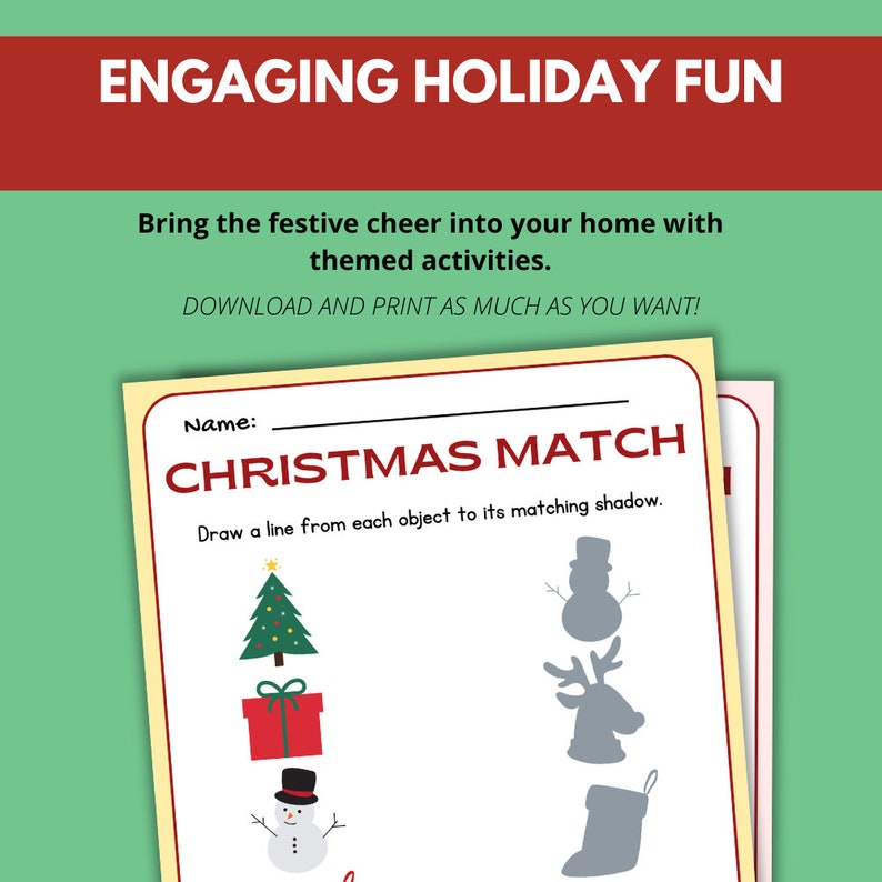 Christmas Matching Game Printables - Holiday Matching Game for Kids ...