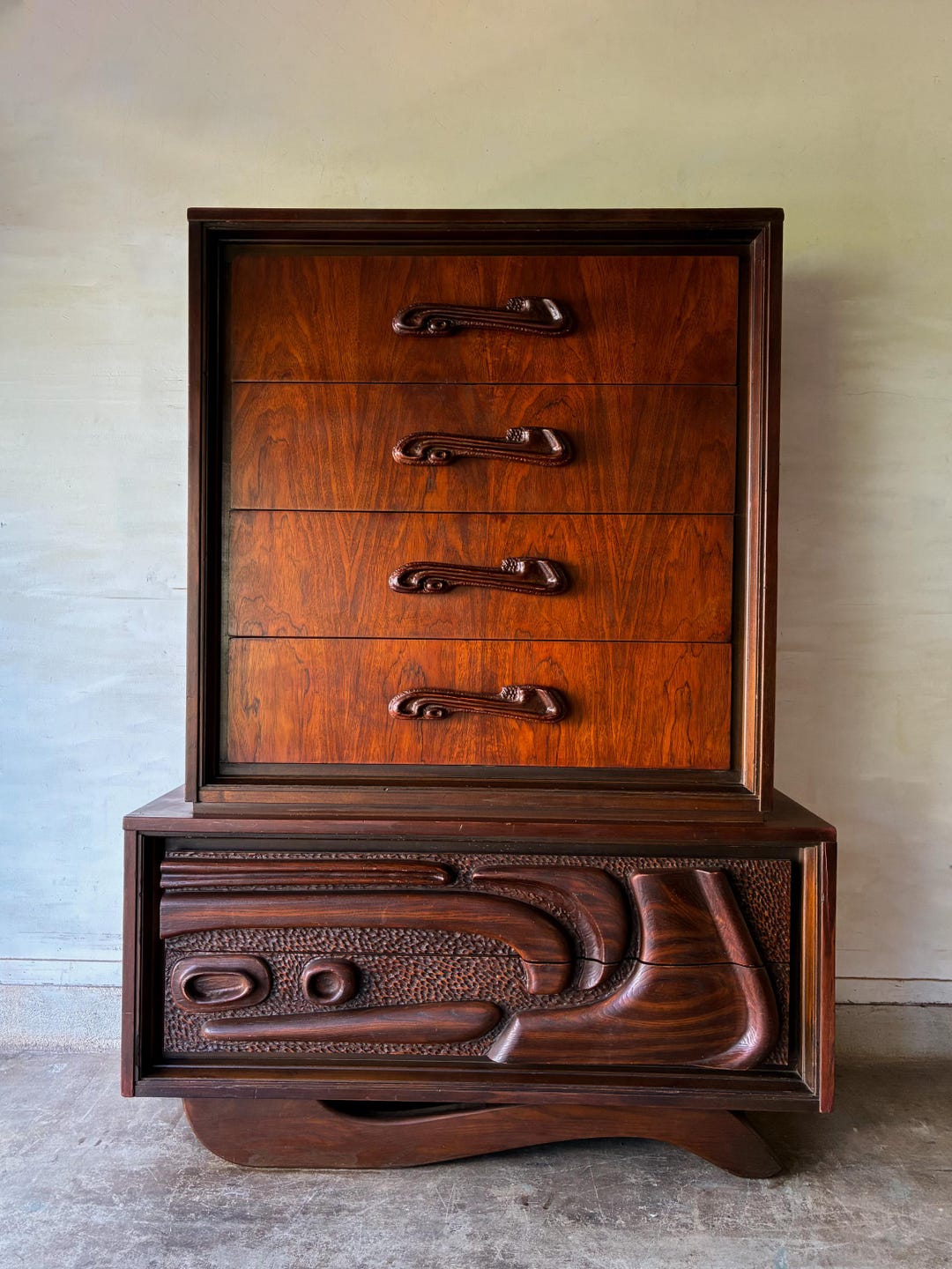 MCM Walnut Tallboy Oceanic by Pulaski - Etsy