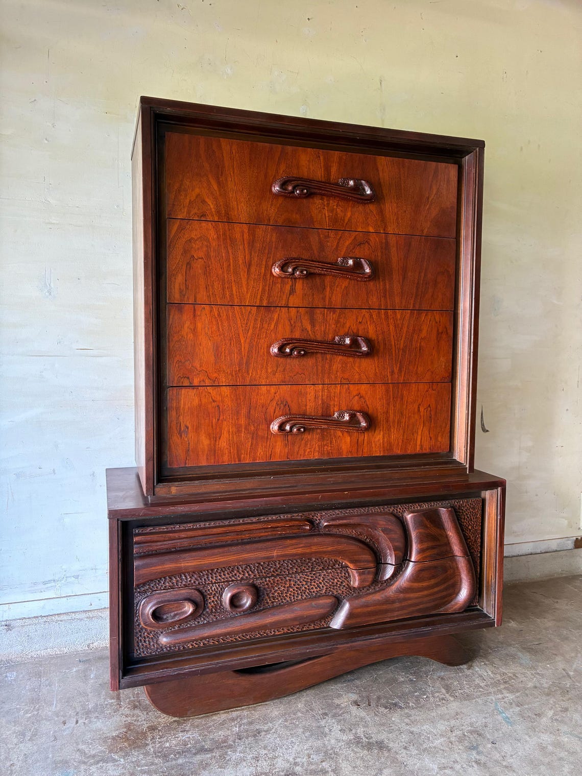 MCM Walnut Tallboy Oceanic by Pulaski - Etsy