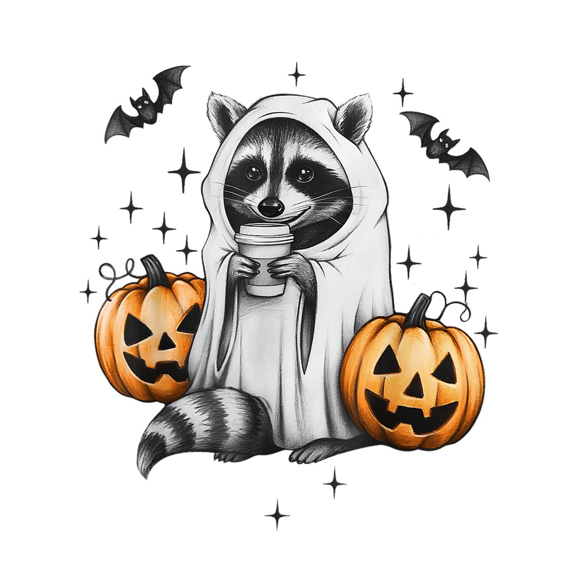 Cute Ghost Raccoon Pumpkin Halloween Raccoon Png, Digital Download ...