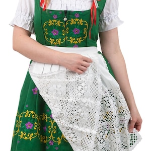 Green Dirndl Dress Set, Floral Embroidery, Bavarian Oktoberfest Costume ...