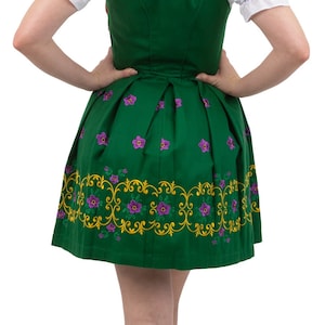 Traditional 3-piece Short Green Dirndl Dress Set With Yellow & Purple ...