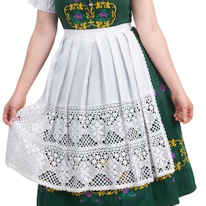 Green Embroidered Dirndl Dress, Oktoberfest Outfit With Lace Apron - Etsy