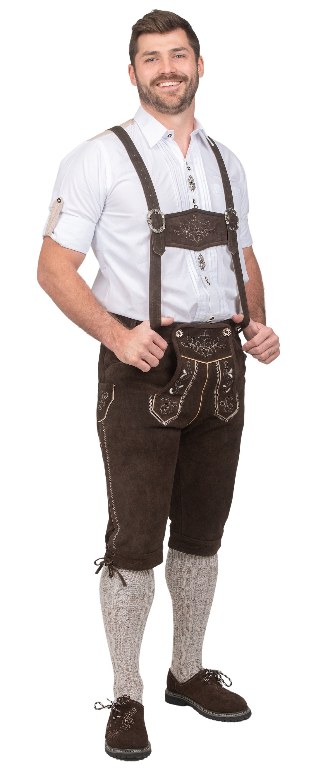 Traditional Bavarian Brown Lederhosen Pants for Men - True German ...