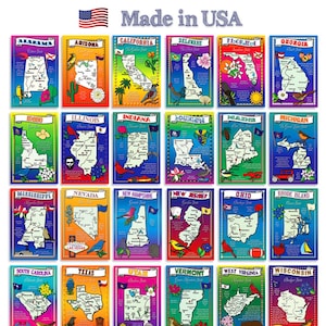 U.S. State Map Postcard Set of 50. Postcards Variety Pack. Post Cards ...