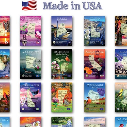 U.S. State Map Postcard Set of 50. Postcards Variety Pack. - Etsy