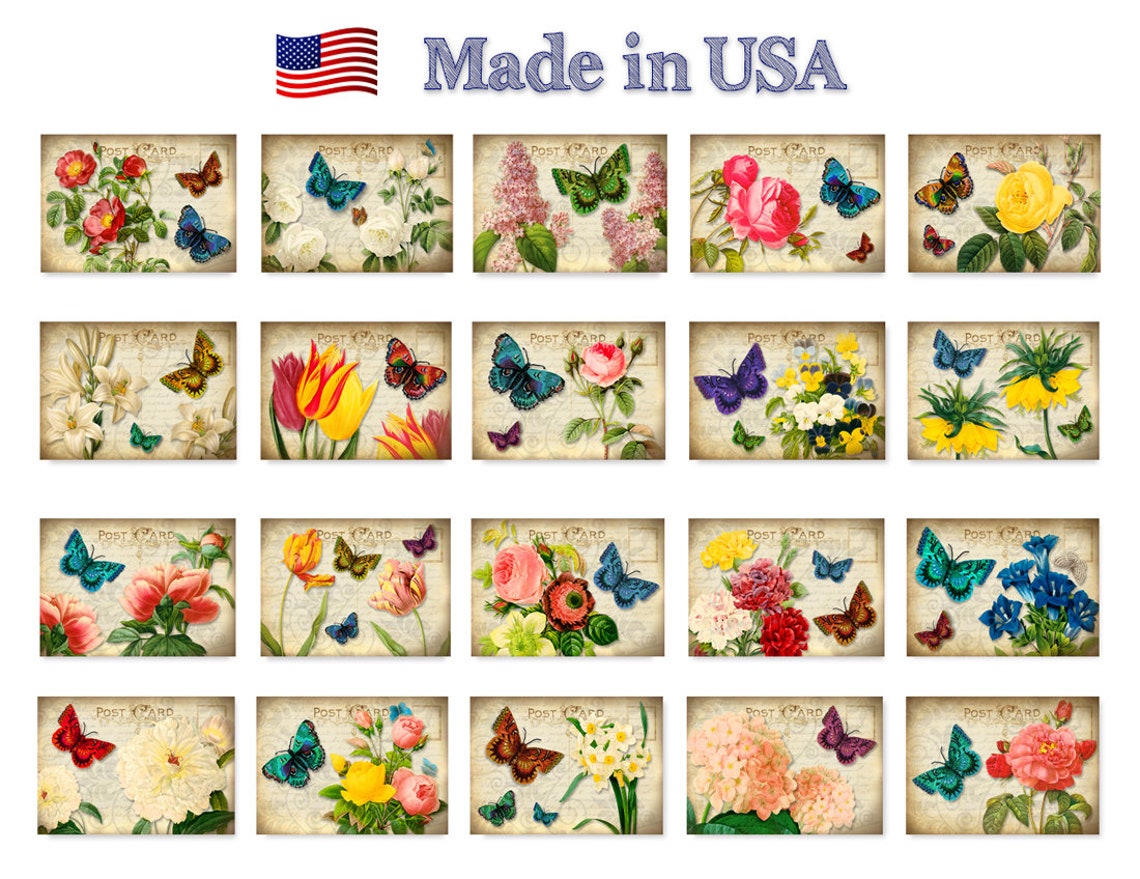 VICTORIAN FLOWERS Postcard Set of 20 Postcards. Artistic Flower in a ...