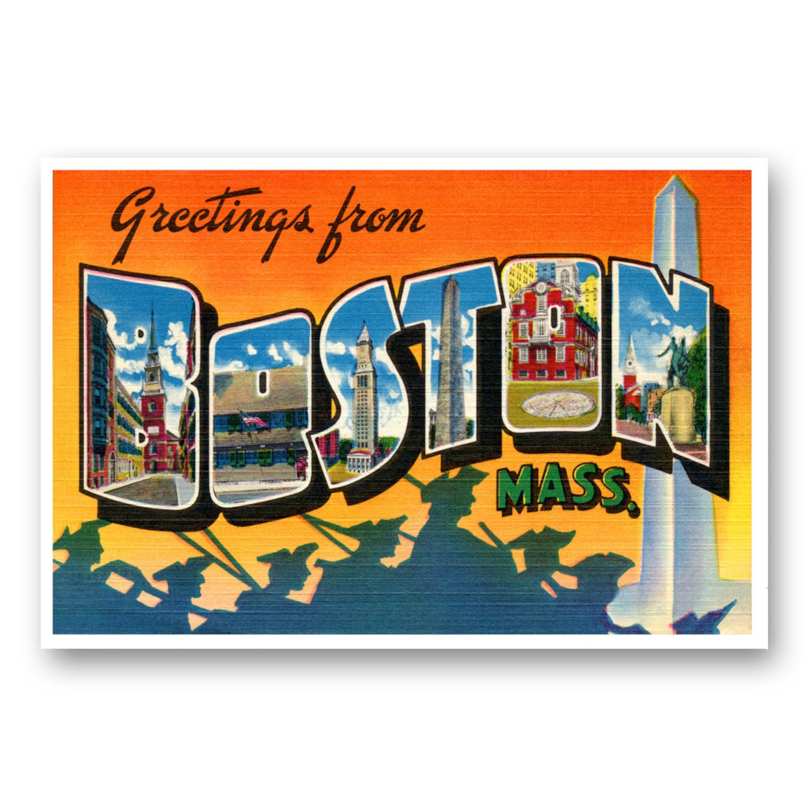 Greetings From BOSTON, MA Vintage Reprint Postcard Set of 20 Identical ...