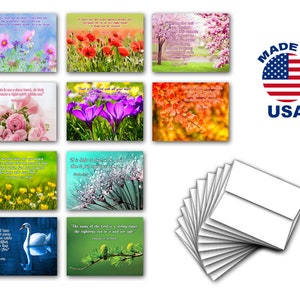 BIBLE QUOTES Note Card Set of 10. Blank Inside. Book Theme Variety Pack ...