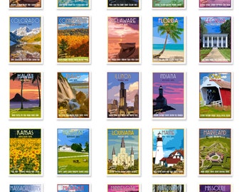 50 States Postcards | Etsy