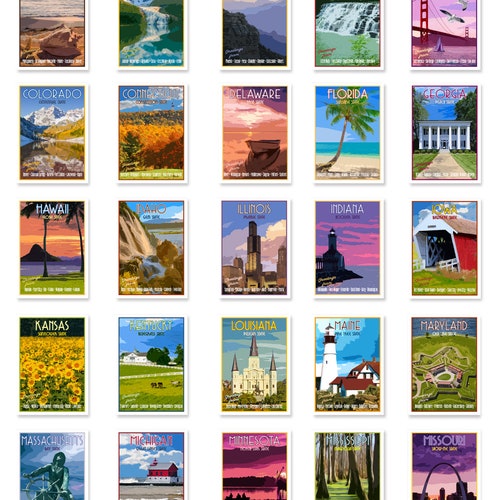 U.S. State Map Postcard Set of 50. Postcards Variety Pack. - Etsy
