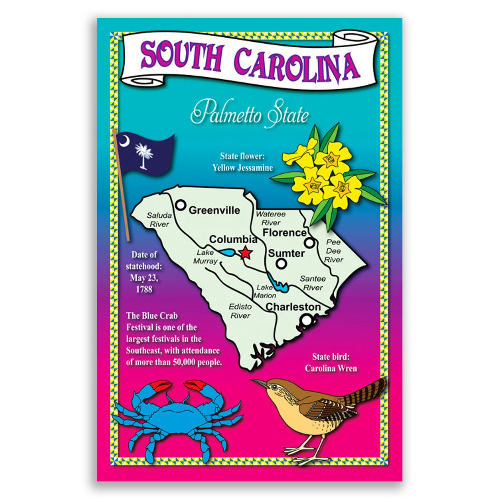 U.S. State Map Postcard Set of 50. Postcards Variety Pack. Post Cards ...