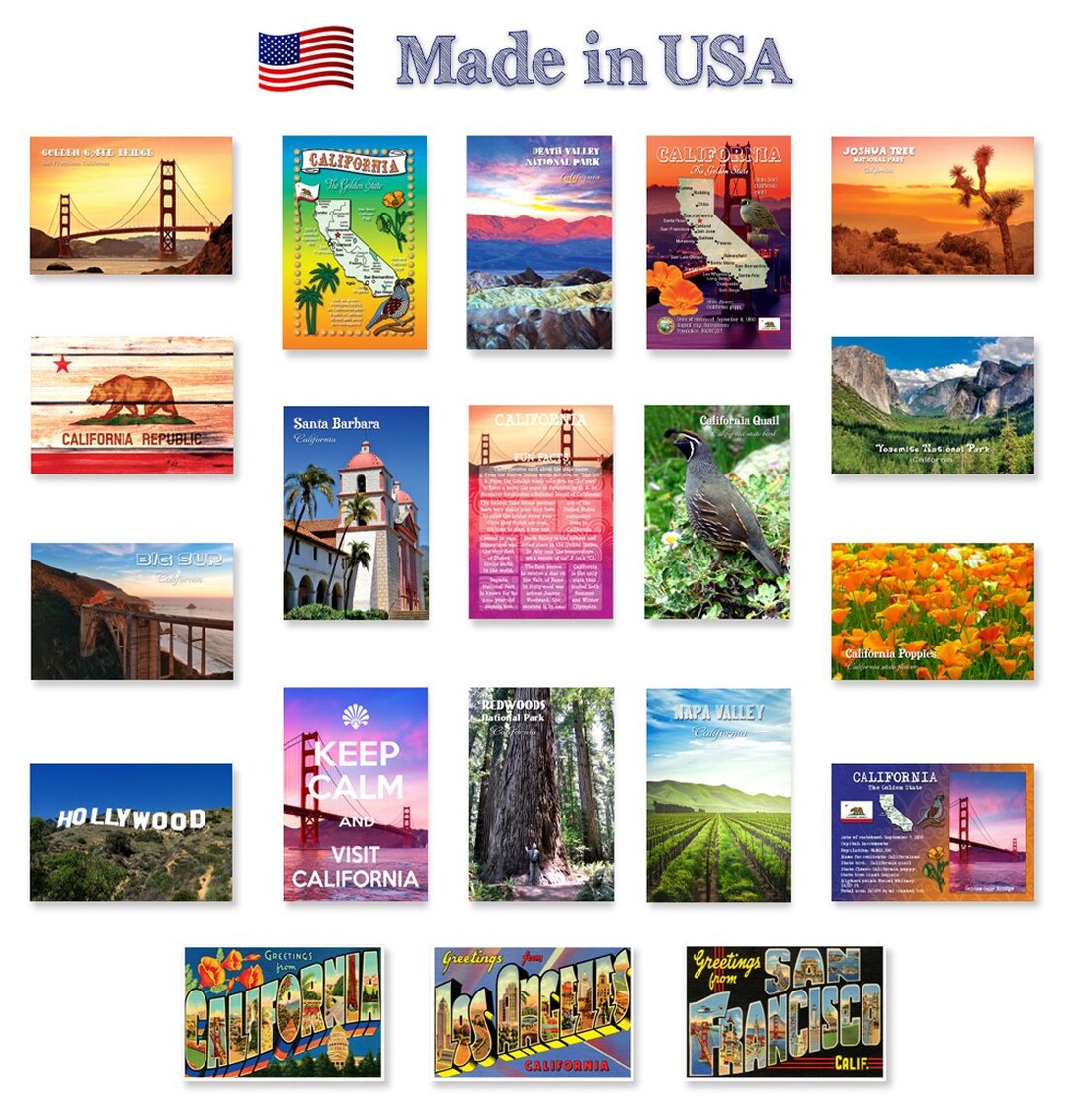 CALIFORNIA Postcard Set of 20 Postcards. CA Post Card Variety Pack ...