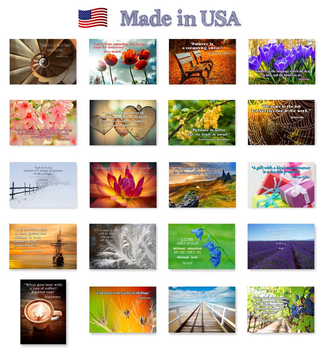 QUOTES Postcard Set of 20. Post Card Variety Pack With Famous Quote ...