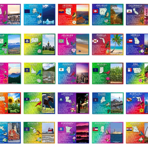 U.S. State Map Postcard Set of 50. Postcards Variety Pack. - Etsy
