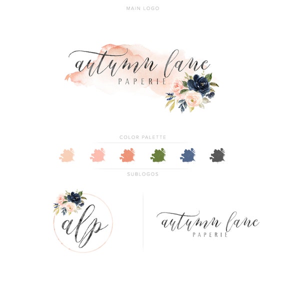 Paper Business Card Design Watercolor Logo Premade Logo Logo Design ...