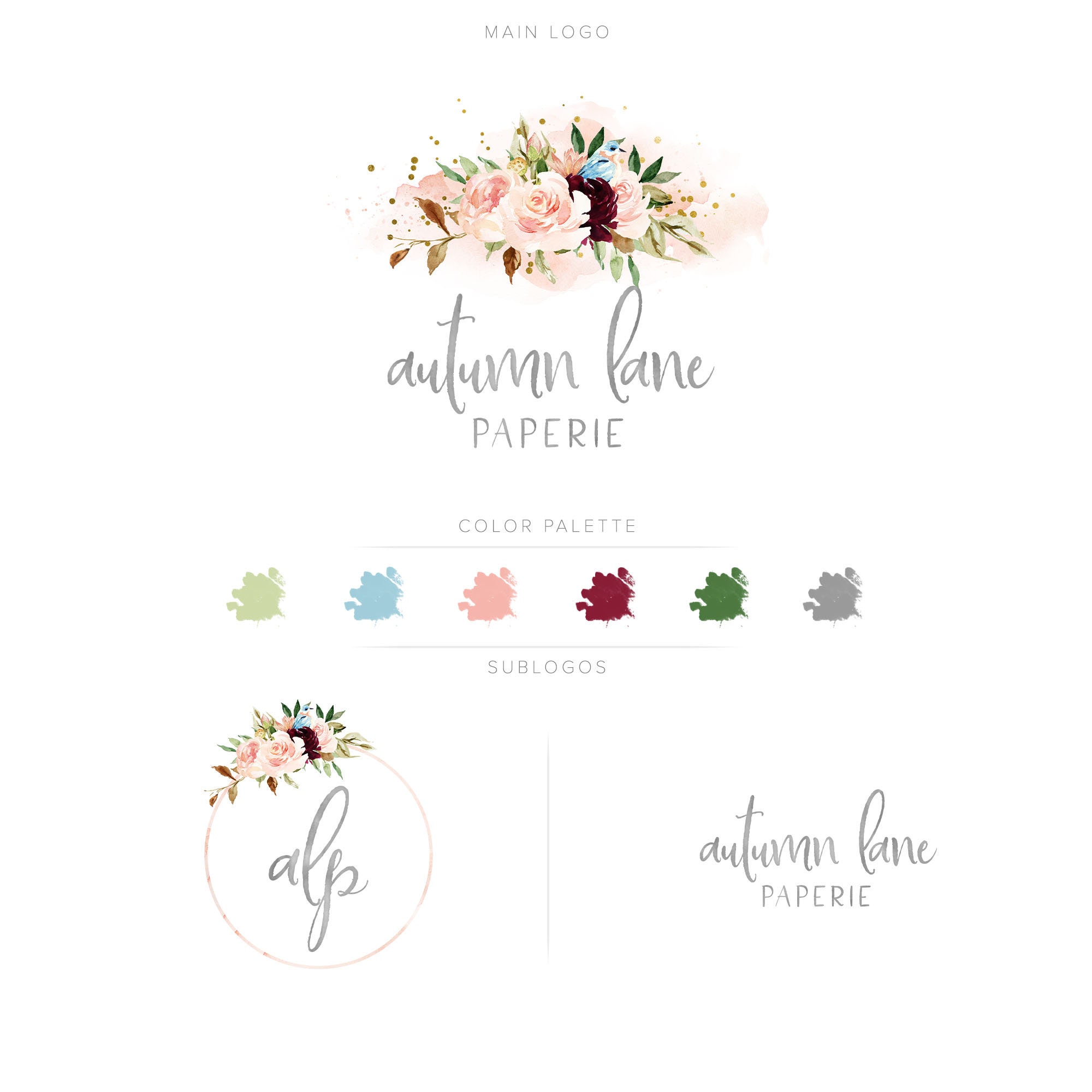 Paper Business Card Design Watercolor Logo Premade Logo Logo Design ...