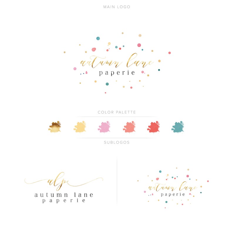 Premade Logo Design Watermark Logo Sprinkle Logo Watercolor | Etsy