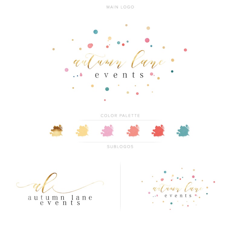 Premade Logo Design Watermark Logo Sprinkle Logo Watercolor - Etsy