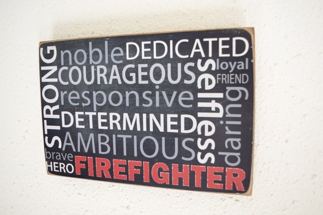 Firefighter Sign, Descriptive Firefighter Words, Firefighter ...
