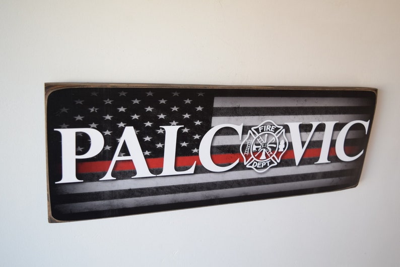Fire Department Name Sign, Firefighter Decor, Family Name, Fireman ...
