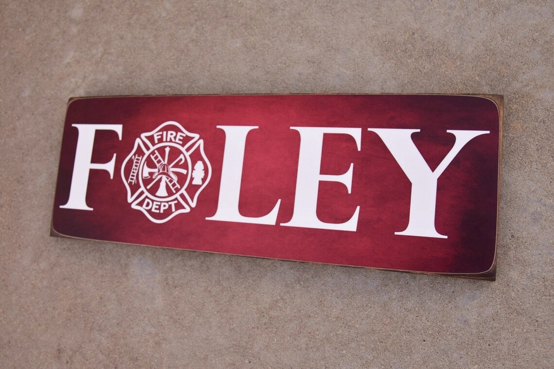 Firefighter Name Sign Family Name Firefighter Decor Fireman | Etsy