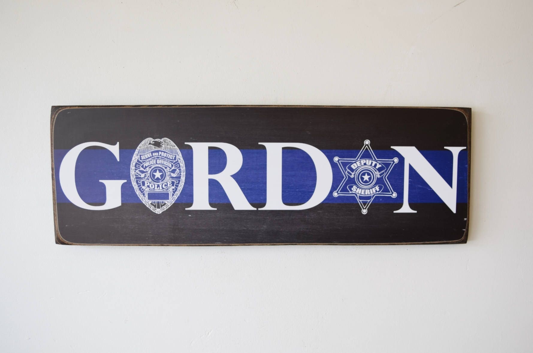 Police and Sheriff Deputy Name Sign, Sheriff Police Decor, Dual Service ...