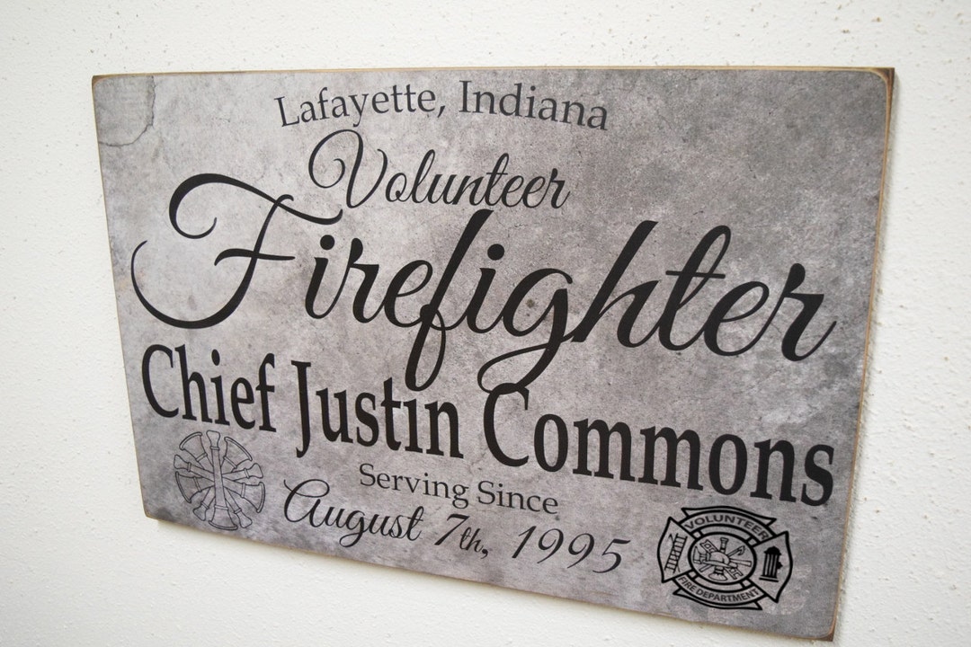Volunteer Firefighter Service Sign, Volunteer Fireman Sign, Firefighter ...