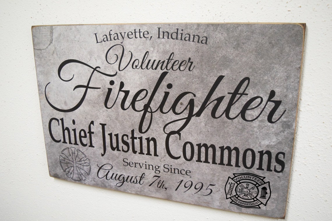 Volunteer Firefighter Service Sign Volunteer Fireman Sign - Etsy