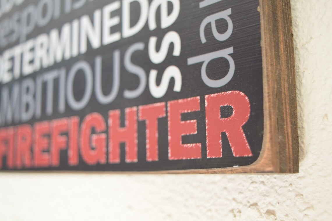 Firefighter Sign, Descriptive Firefighter Words, Firefighter ...