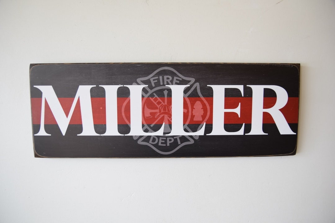Firefighter Name Sign, Firefighter Decor, Family Name, Fireman Decor ...
