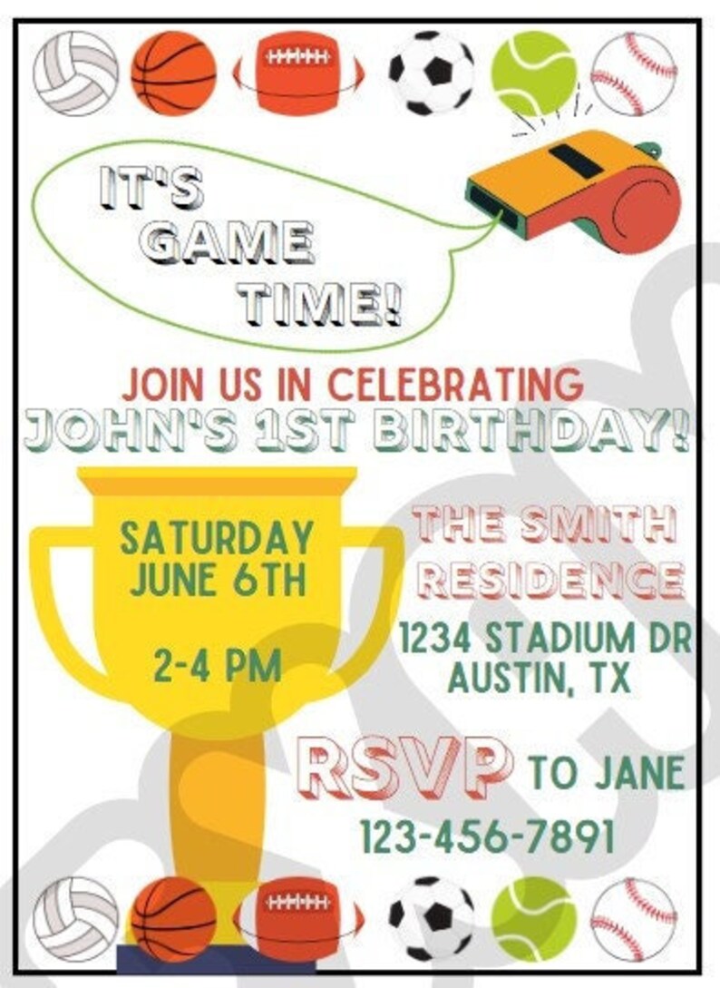 Editable Sports Birthday Invitation Digital Custom Football - Etsy