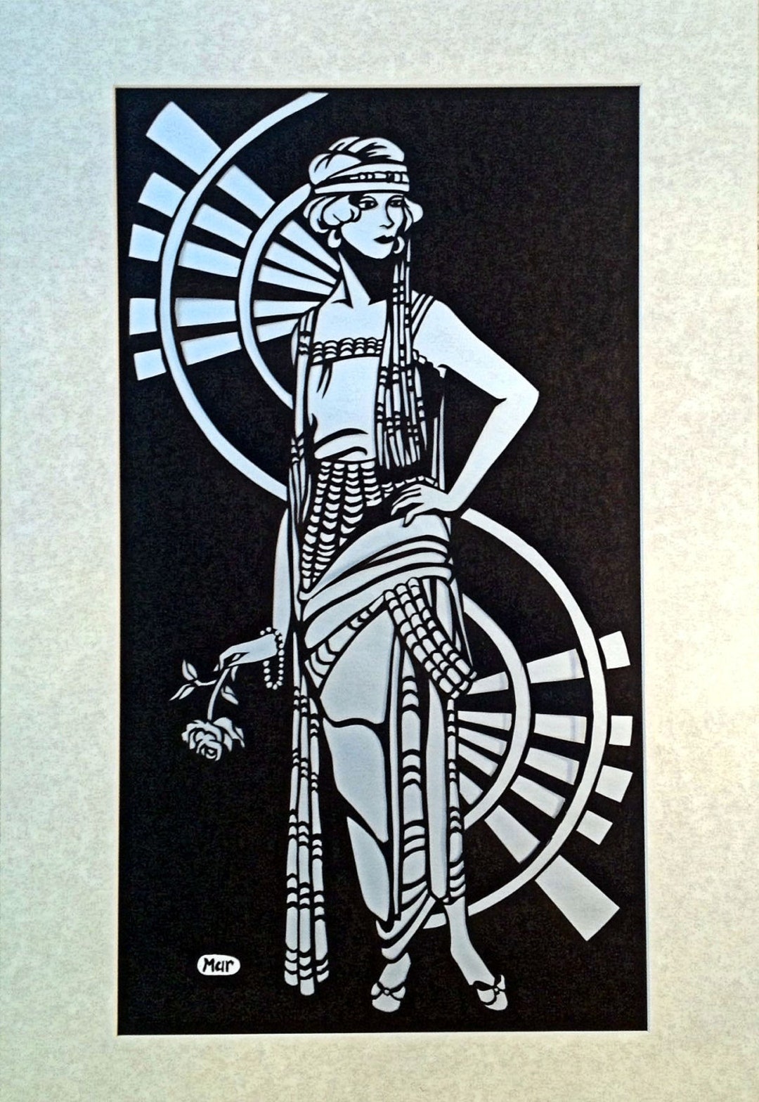 Traditional Paper-cut: Framed Paper-cut of 1920's Flapper - Etsy
