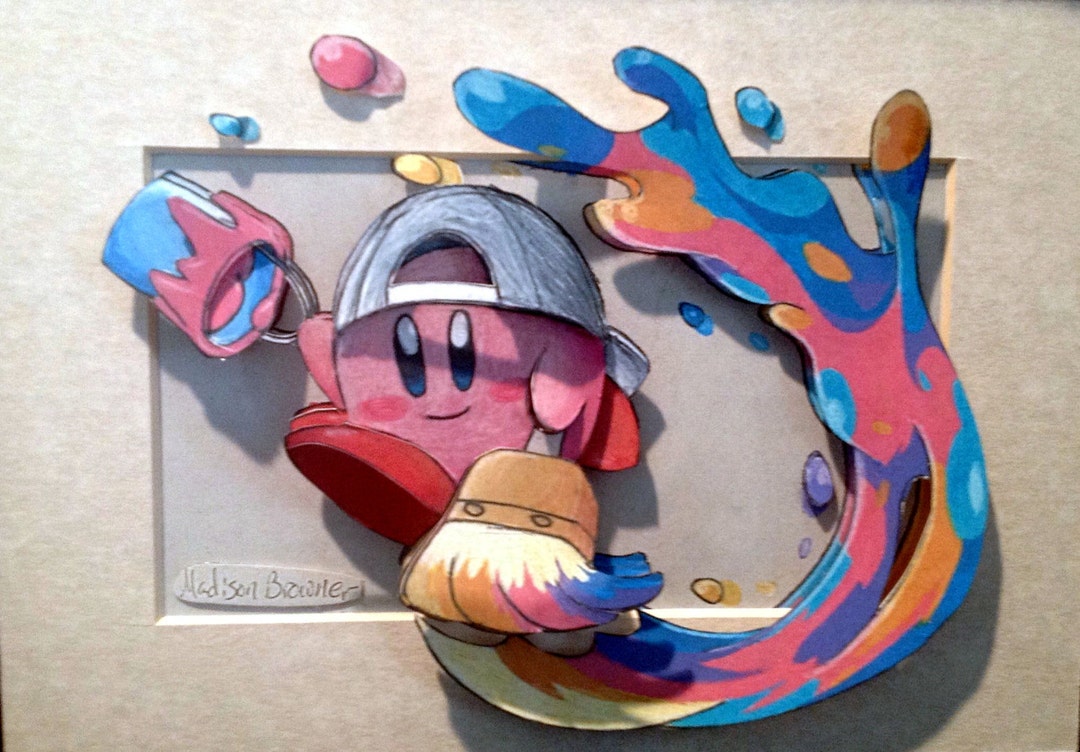 3D Paper-cut Video Game Art; Kirby - Etsy