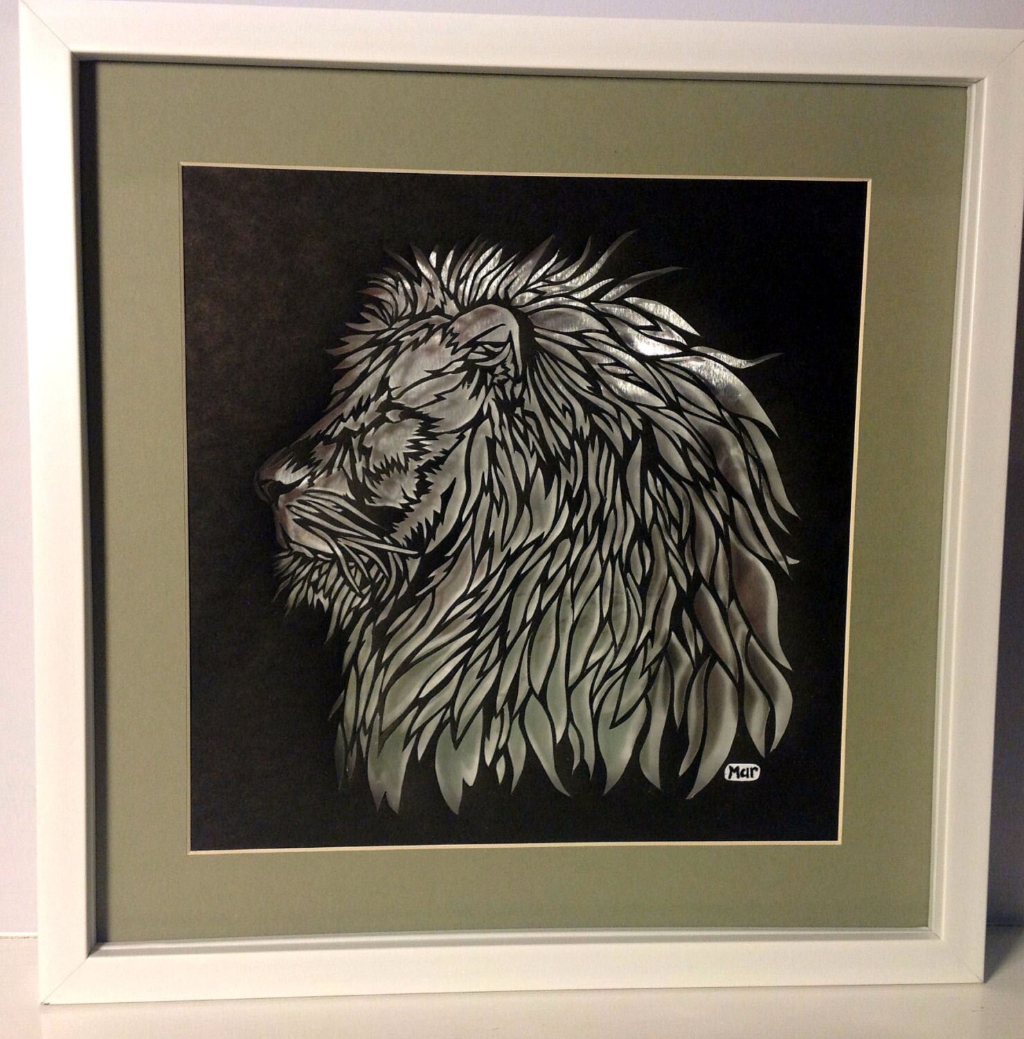 Traditional Paper-cut of Majestic Lion, Framed & Matted - Etsy
