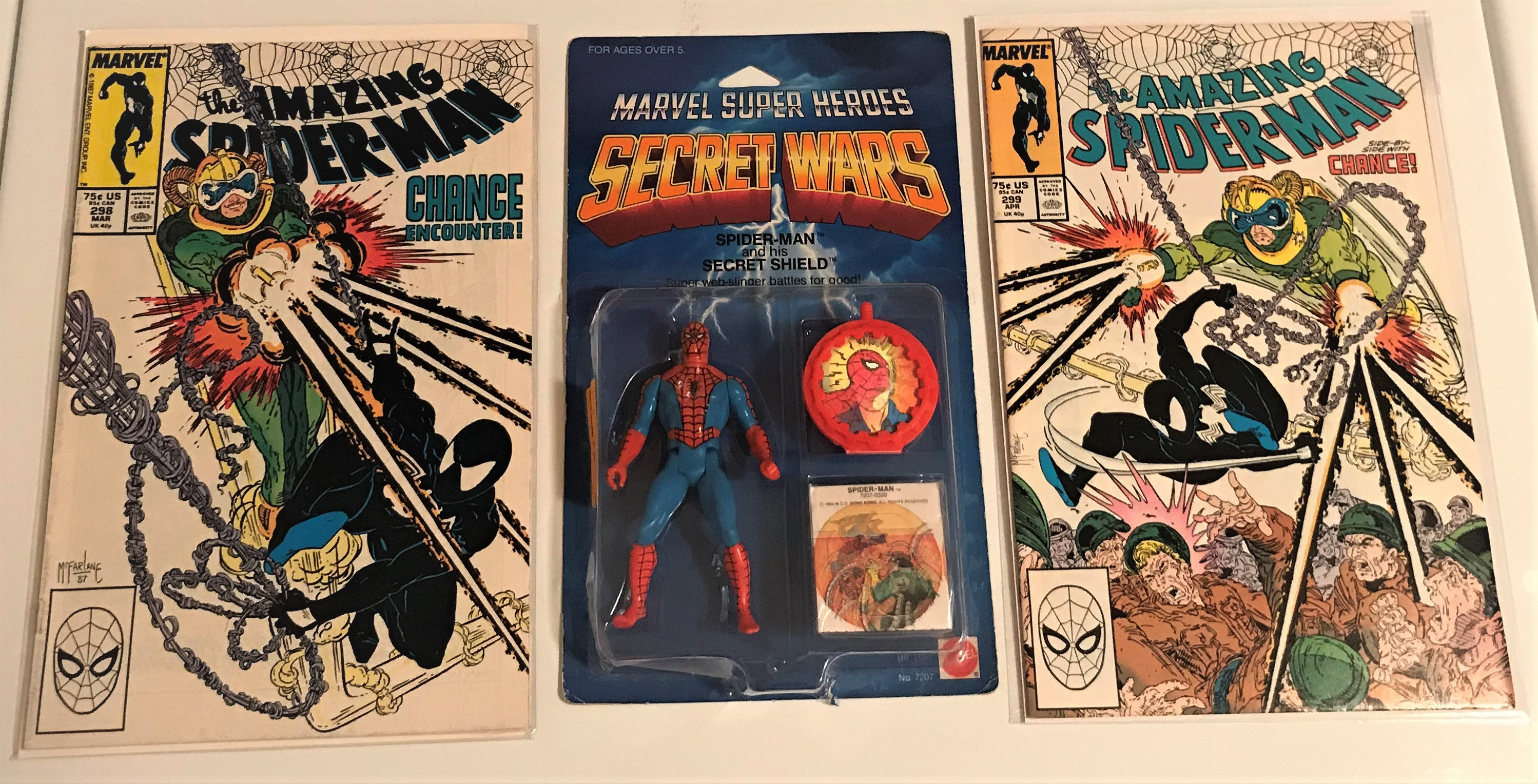 Set of 3 Secret Wars Spider-man Toy 1984 Amazing Spider-man 298 and 299 ...