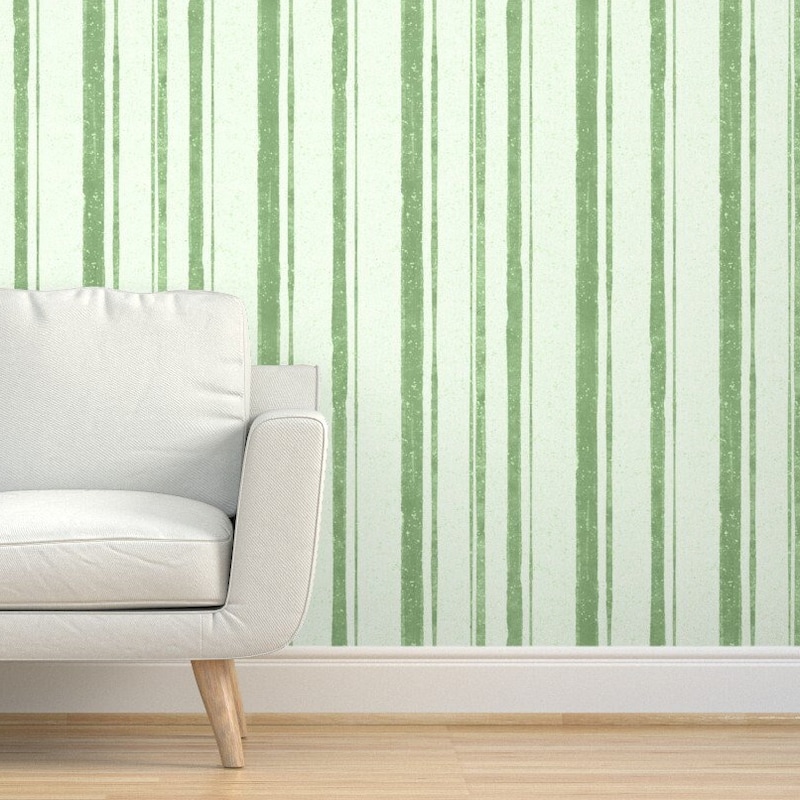 Green Striped Wallpaper - Etsy