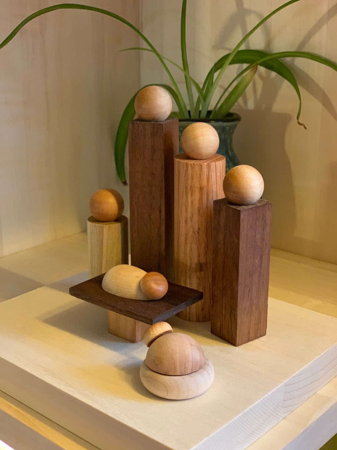 Growing Family Figurine. Block People. Modern Style. Artisan Wood ...