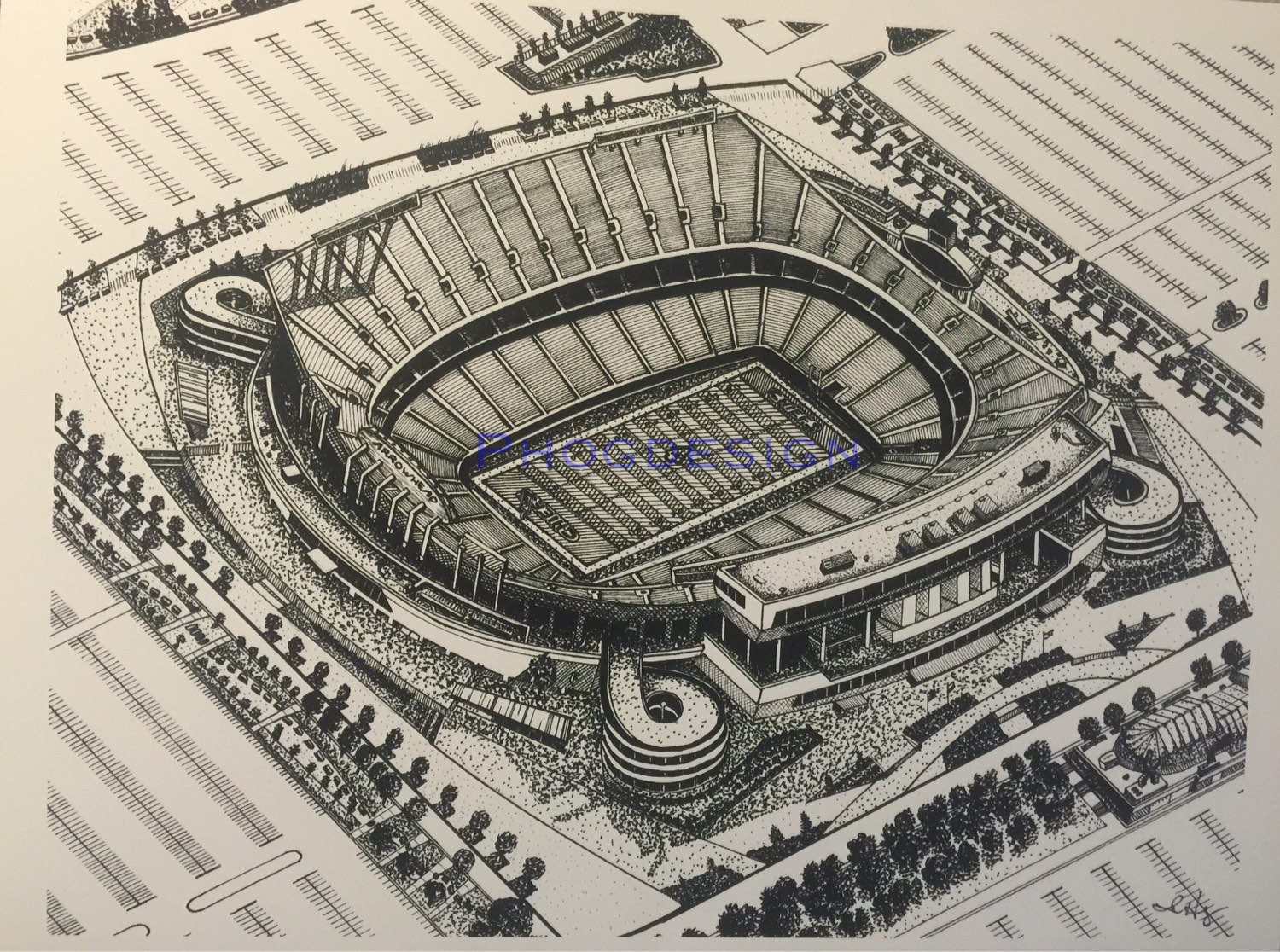 Beautiful Quality Print of Hand Drawn Arrowhead Stadium, Home of the ...