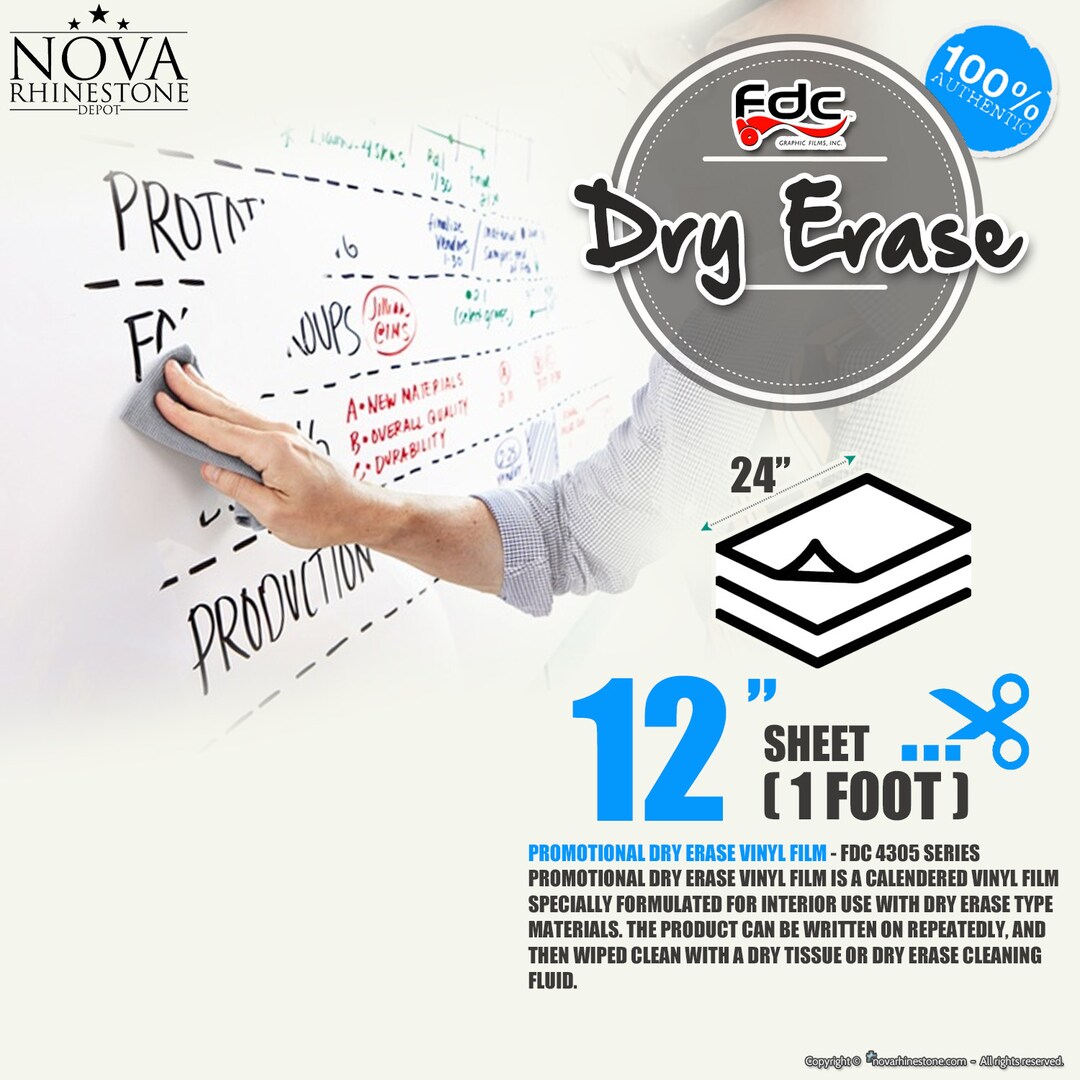 12" X 24" Dry Erase Adhesive Backed Sign Wall Craft Vinyl Choose From 2 ...